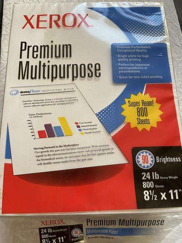 Xerox Premium Multipurpose Paper 90 Bright 8 1/2 x 11 White 800 Sheets ...