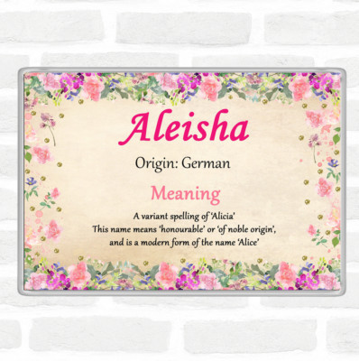 Aleisha Name Meaning Jumbo Fridge Magnet Floral | eBay UK