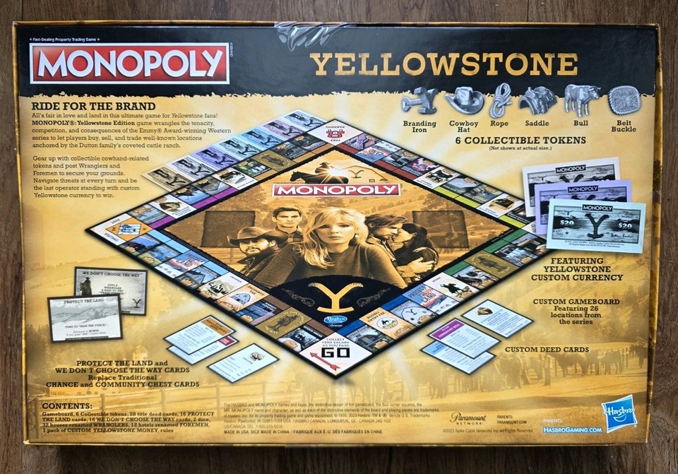 Hasbro Monopoly YELLOWSTONE the Dutton Ranch Board Game (NEW) Hasbro ...