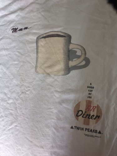 VINTAGE Rare TWIN PEAKS RR Diner Cup Of Joe 1990 PROMO TEE David Lynch ...