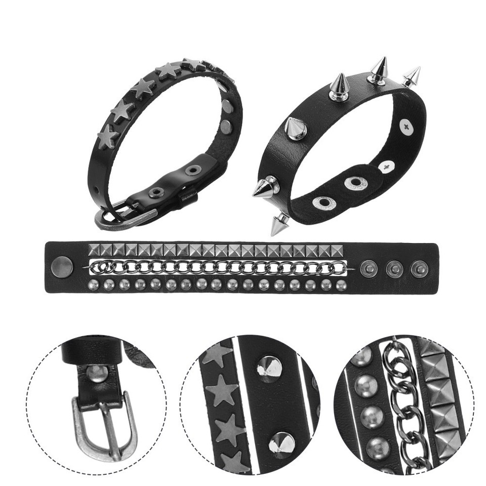 Studded Arm Band Fake Cuff Wristband Bracelets Men Wrap Bangle | eBay ...