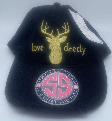 Simply Southern Love Deerly Embroidered Distressed Baseball Cap Black ...