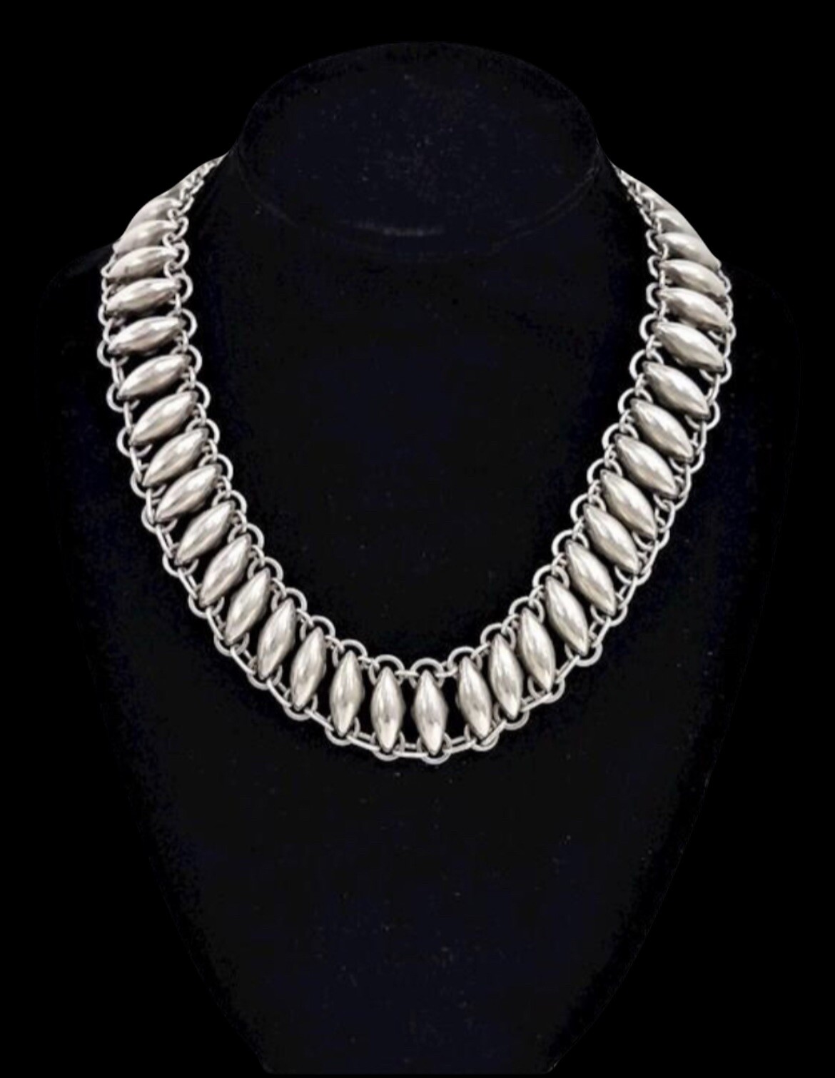 Vintage Taxco Mexico Sterling Silver Modernist Link Necklace 116g | eBay