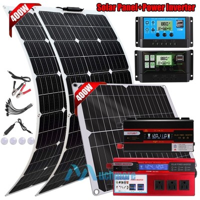 400W Complete Solar Panel Starter Kit 12V Battery Charger Home Boat RV ...