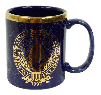 Bill Clinton 1997 Gold Blue USA Presidential Inauguration Coffee Cup ...