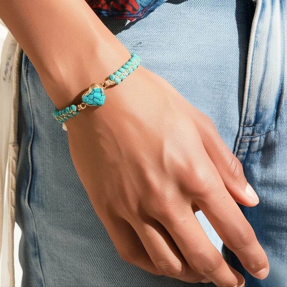 Raw Turquoise Gemstone Charm Healing Reiki Lucky Women's Bracelet Gift ...