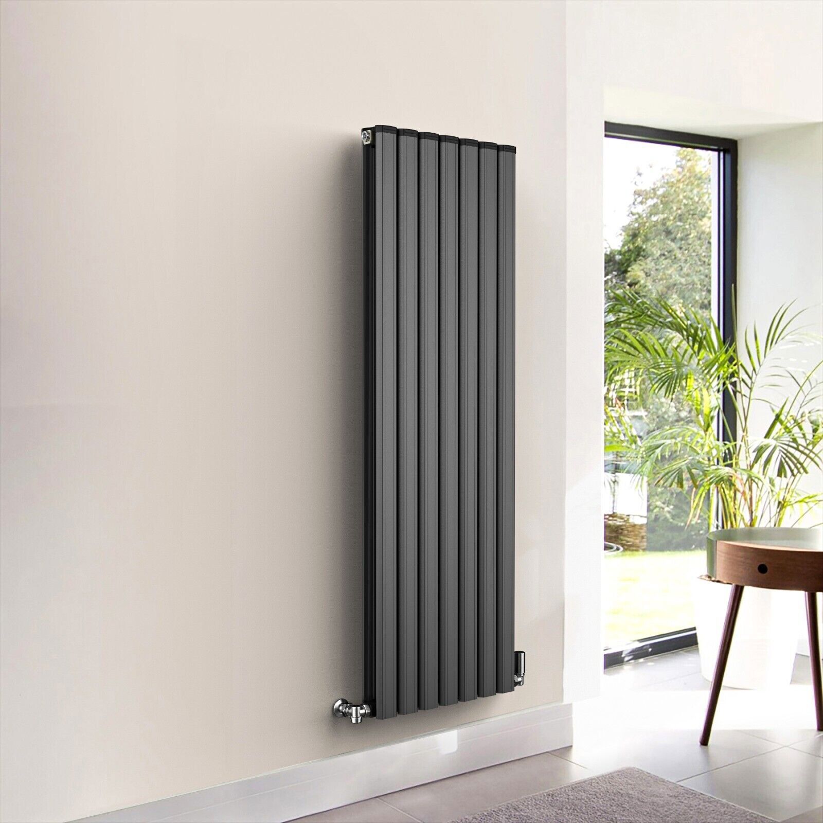 ELECMAN Modern Vertical Double Panel Aluminium Radiator Gold/White ...