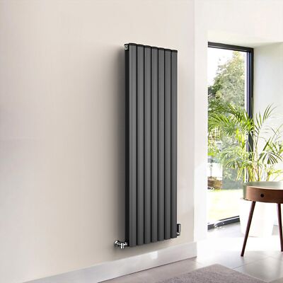 ELECMAN Modern Vertical Double Panel Aluminium Radiator Gold/White ...
