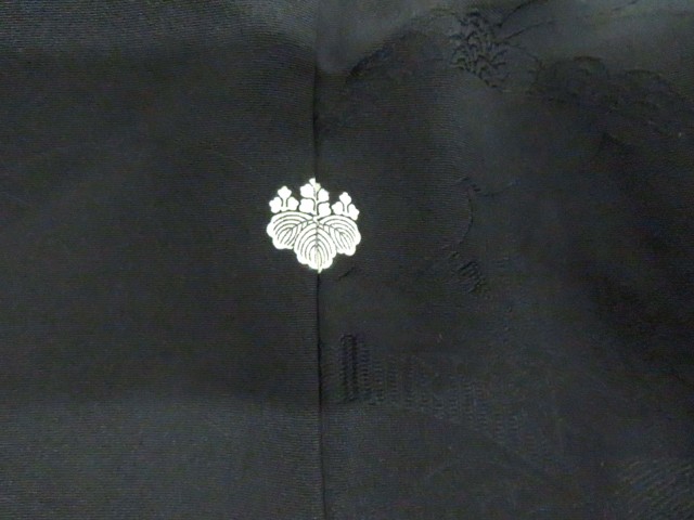 Japanese Vintage Haori Black Jacket Silk One Crest Woven Pattern eb ...