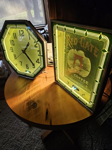 NPI Neon Products Clock and Matching NEON SIGN BOARD. 40s. 2pc. Lot ...