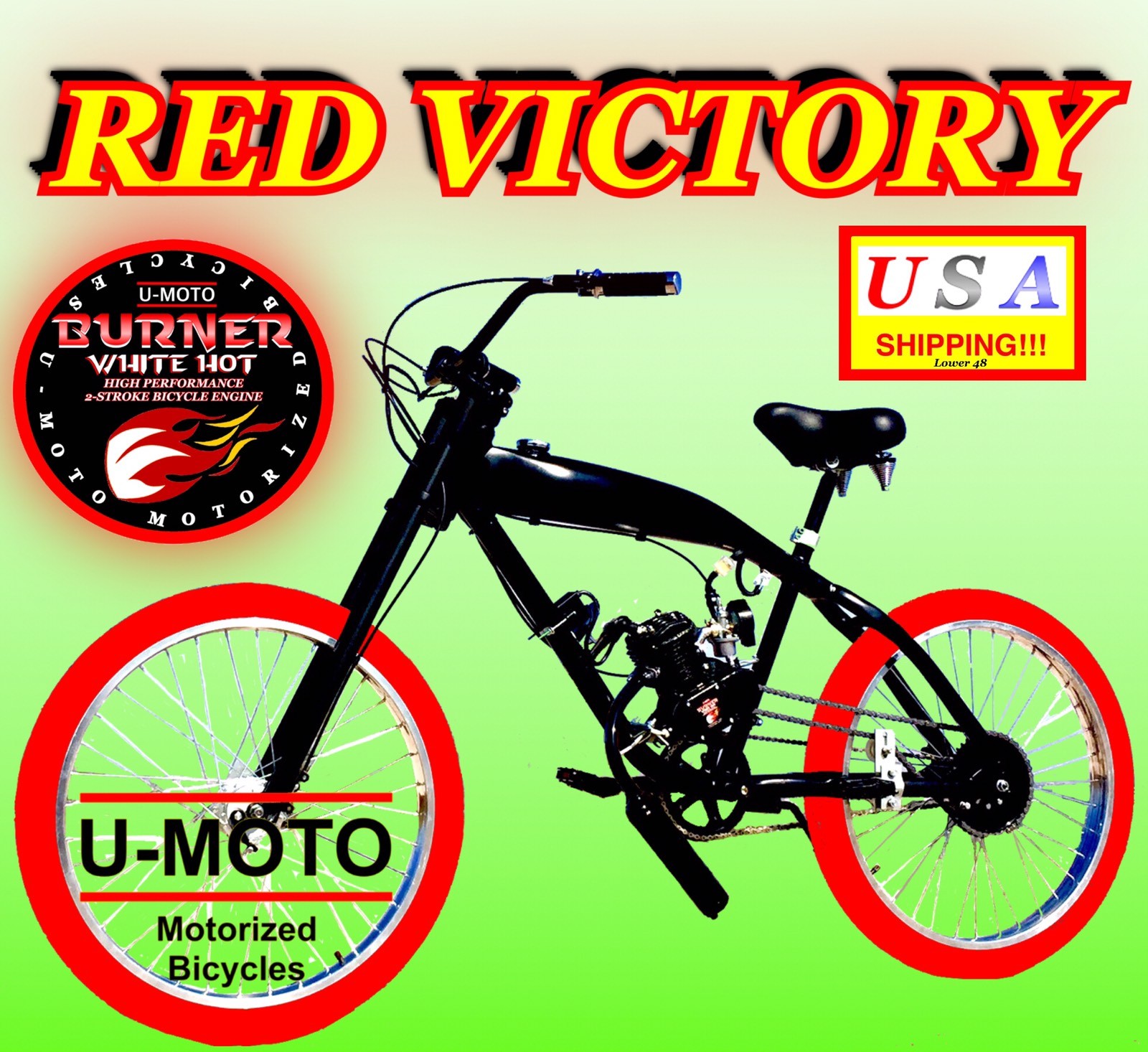 2-STROKE 66CC/80CC MOTORIZED BIKE KIT WITH 26" CRUISER BICYCLE W/GAS ...