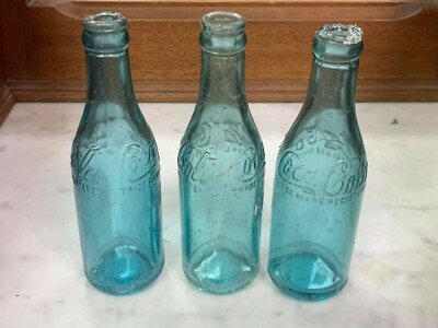 Set of 3 Antique Blue Coke Bottles | eBay
