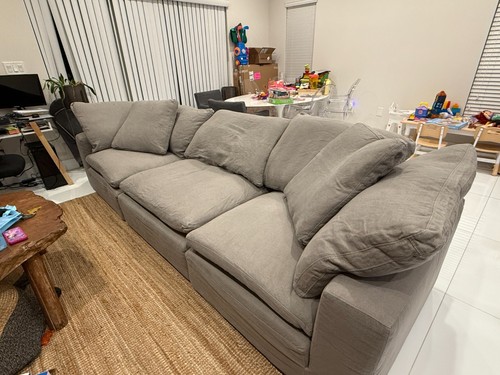 Restoration Hardware Cloud Couch Sofa 3 Piece Modular "Fog" with 2 Pillows | eBay