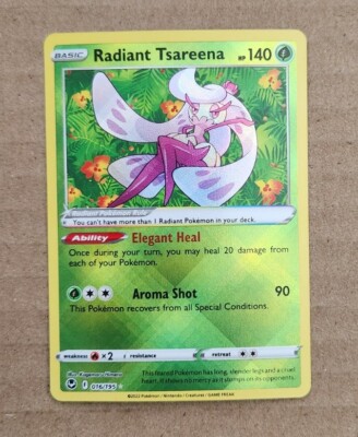 Radiant Tsareena 016/195- Radiant Rare Card- Silver Tempest- Pokemon | eBay