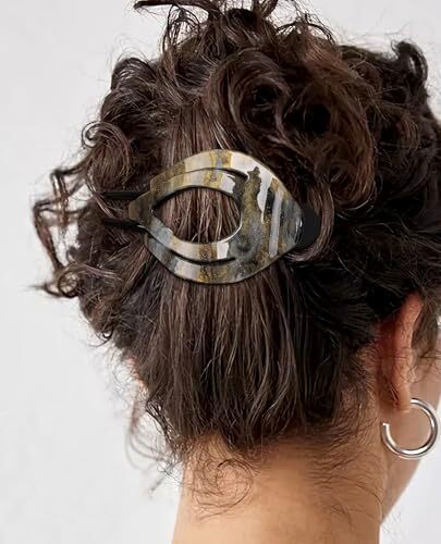 French Concord Curved Hair Claw Clips Shine marble(Red/Green/Brown ...