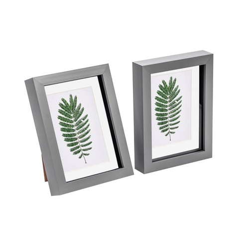2x Grey 5" x 7" Acrylic 3D Box Photo Picture Frame - White 4" x 6 ...
