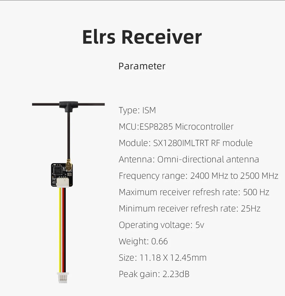 HGLRC ELRS 2.4G Receiver 500MHZ Refresh Rate ELRS 3.0 for RC Airplane ...