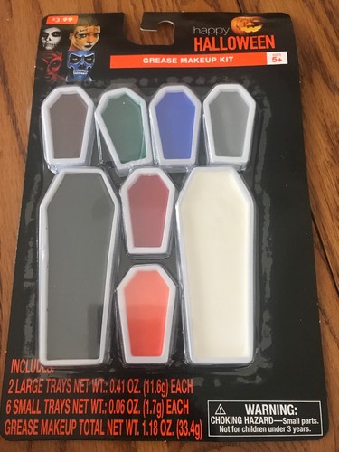 Halloween Grease Makeup Kit 8 piece 1.18 oz Make-Up Coffin Costume ...