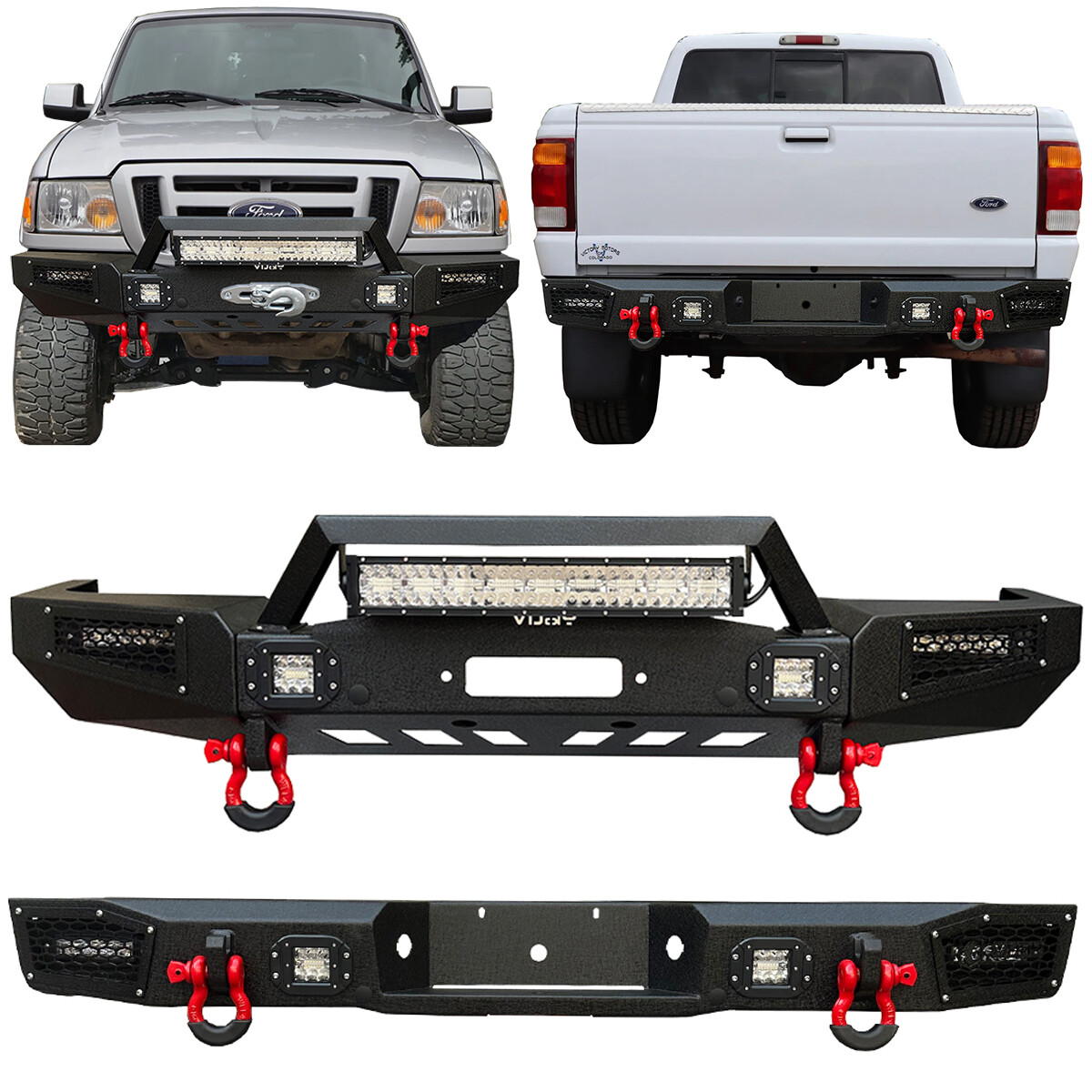 For 1998-2011 Ford Ranger Front or Rear Bumper w/Winch Plate & LED ...