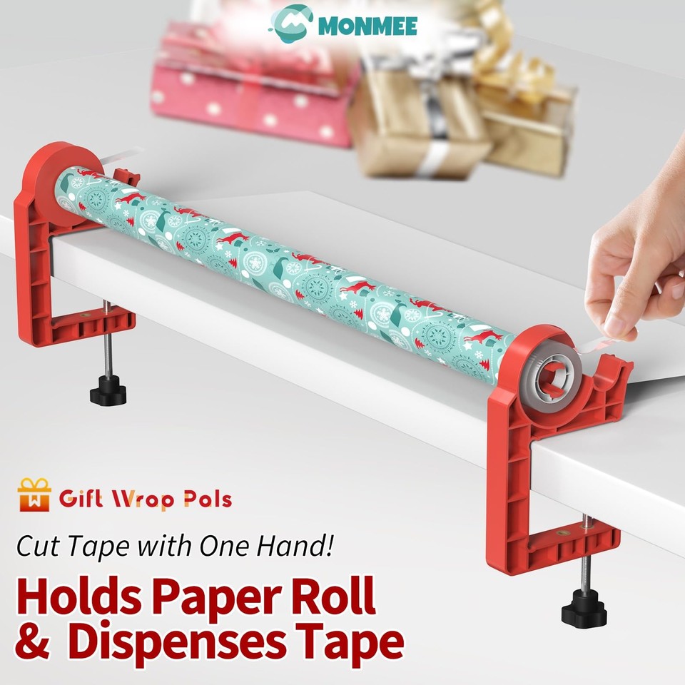 Tabletop Gift Wrapping Tool with Tape Dispenser–2 Pack Adjustable ...