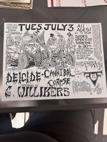 Deicide Cannibal Corpse Goreaphobia 1990 Flyer | eBay