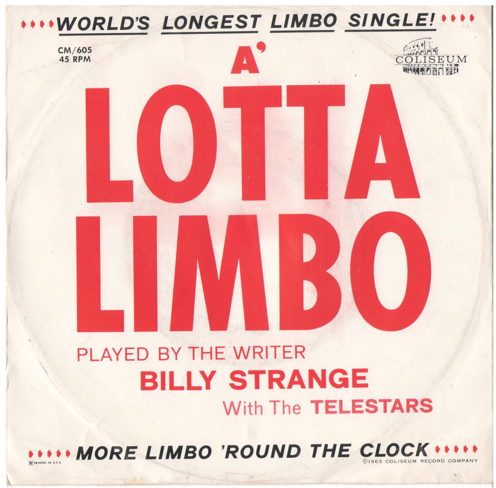 BILLY STRANGE--PICTURE SLEEVE + 45--(LOTTA LIMBO)--PS--PIC--SLV | eBay