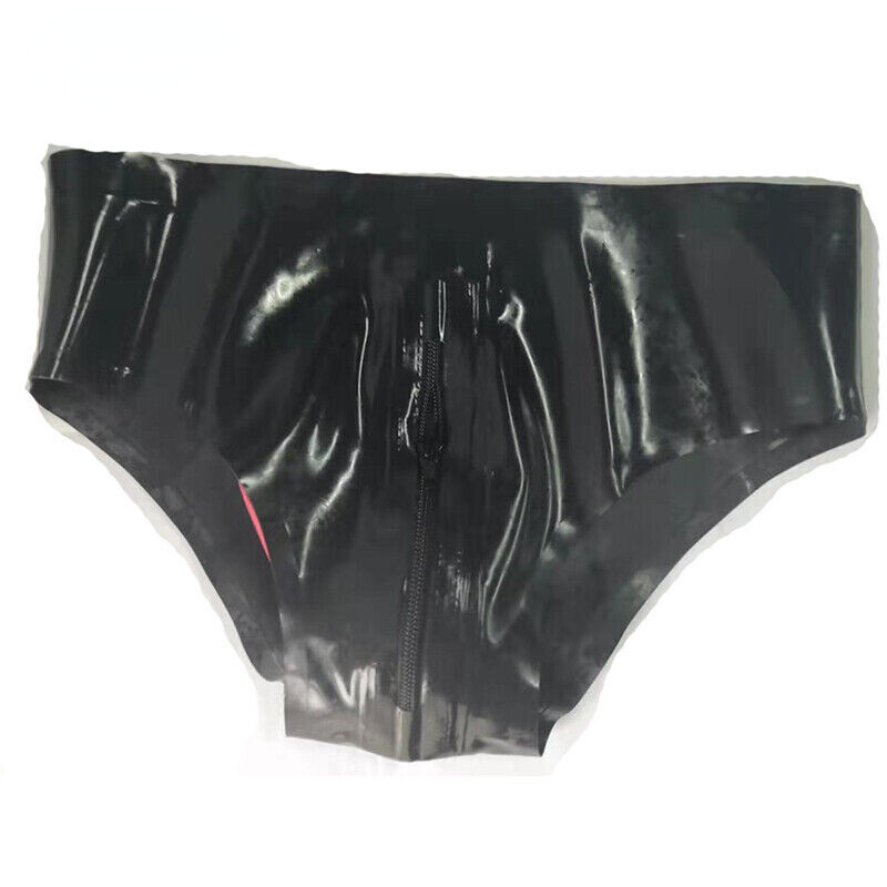 Men's Latex Underwear Rubber Briefs Black Catsuits Shorts With Sheath ...
