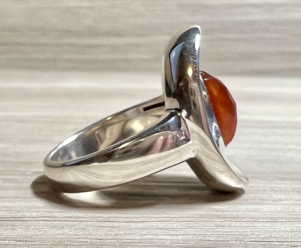 Designer Signed RLM Studio Sterling Silver Orange Carnelian Puddle Ring ...