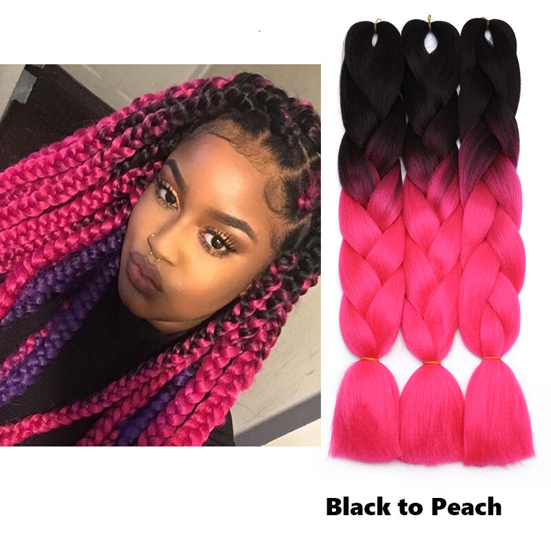 Any Color 24" Braiding Ombre Rainbow 100g Jumbo Braids Hair Extensions ...