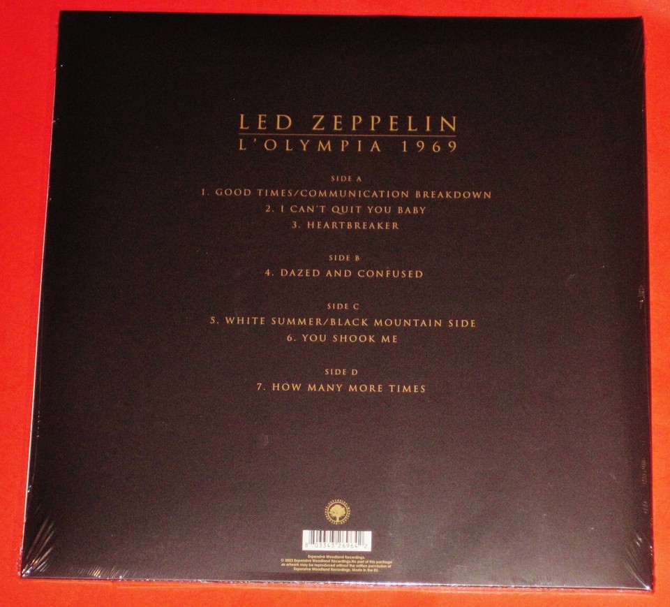 Led Zeppelin: L'Olympia Live 1969 2 LP Black Vinyl Record Set 2023 EU ...