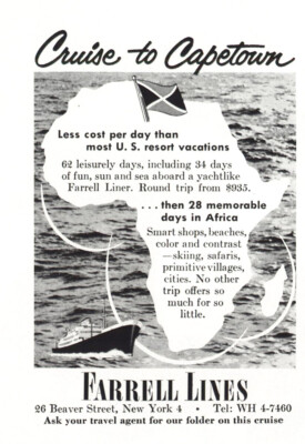 1957 Farrell Lines: Cruise to Capetown Vintage Print Ad | eBay