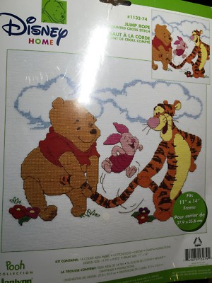Counted Cross Stitch Kit Pooh Piglet Tigger " Jump Rope"Disney Home ...