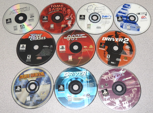 Lot of 10 PS1 disc only Parasite Eve, Tomb Raider II, Driver 2, Duke ...