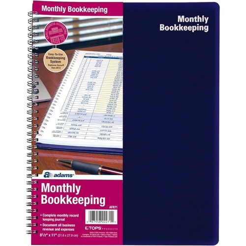 Adams Monthly Bookkeeping Record Book - 8.5" x 11" Spiral Bound 4 ...