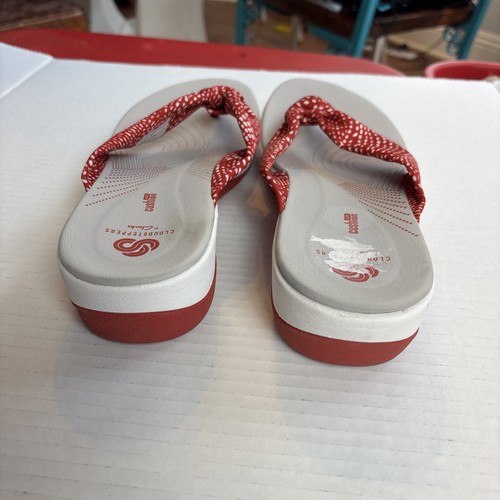 Clarks Cloudsteppers Sandals Arla Glison Cushion Soft Red Platform Flip ...