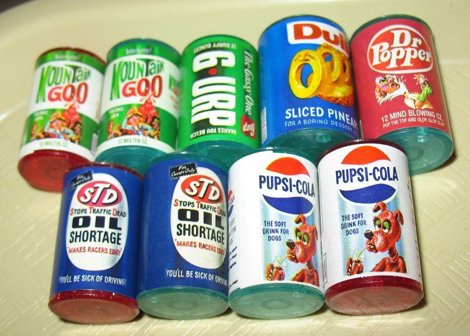 WACKY PACKAGES: "MINIS" LOT, STD, PUPSI, DULL, 6URP, POPPER, BLUE & RED ...