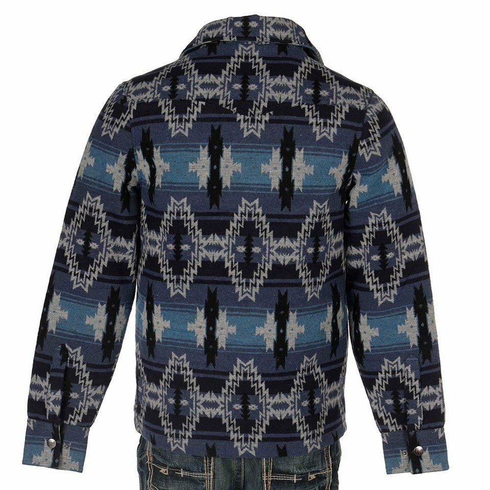 Powder River Outfitters Wool Aztec Jacquard Jacket, Blue | eBay