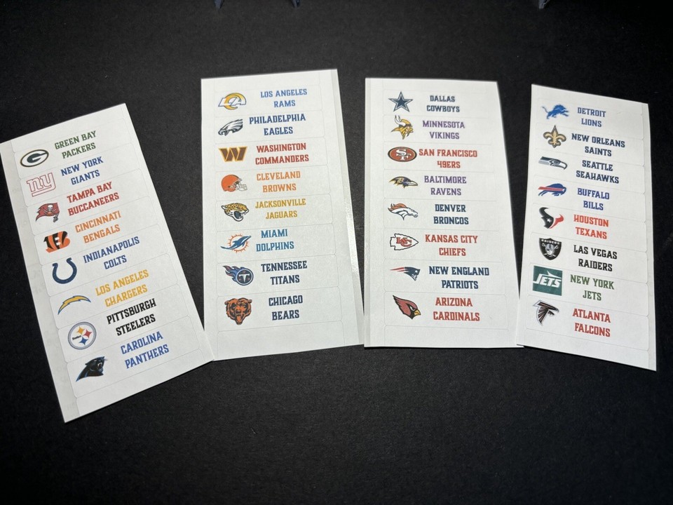32 Customized NFL Logo Team Labels For BCW Sports Card Dividers LABELS ...