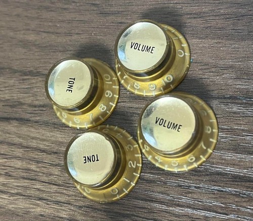 1968 Gibson Les Paul Custom Volume Tone Gold Metal Hat Control Knob Set ...