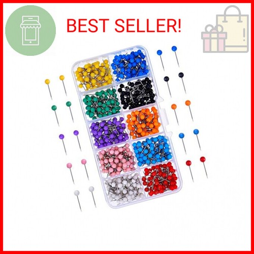 500 Pieces Map Push Pins Map Tacks Plastic Round Head Tacks with Steel ...