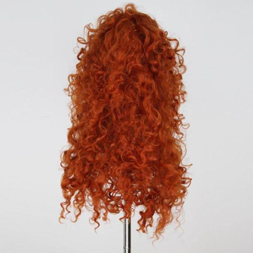 Fashion Orange Long Curly Women Lady Anime Cosplay Hair Wig Full Wigs ...