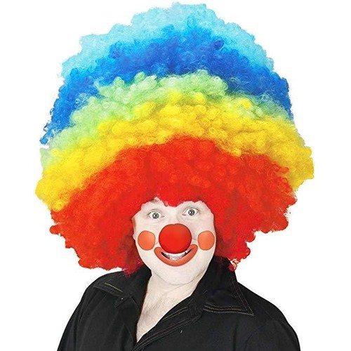 Rainbow Clown Afro Jumbo Big Large Giant Pride Wig Halloween Costume ...