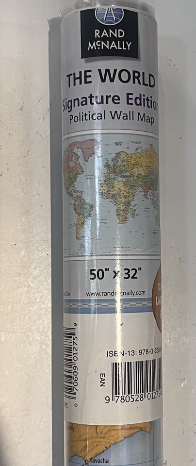 Rand McNally World “Signature Edition” Laminated Wall Map. 50”x32” New ...
