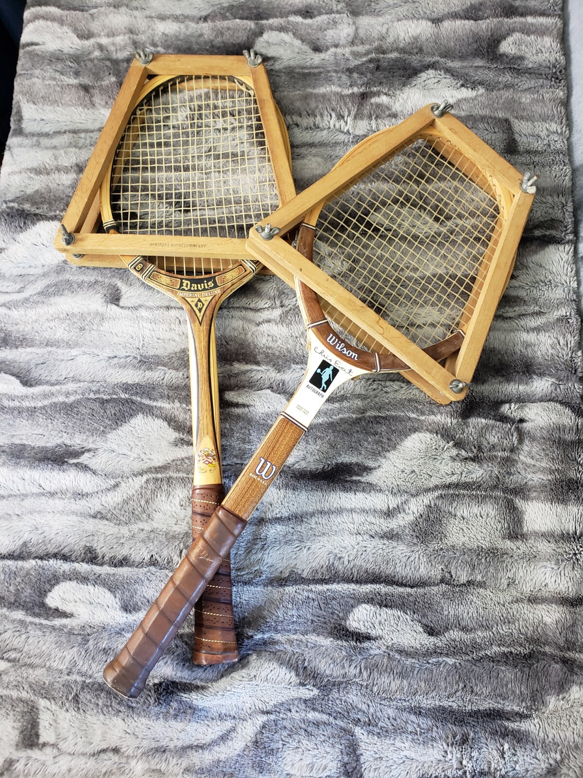 Vintage Tad Davis "IMPERIAL DELUXE" and Wilson Chris Evert Wooden ...