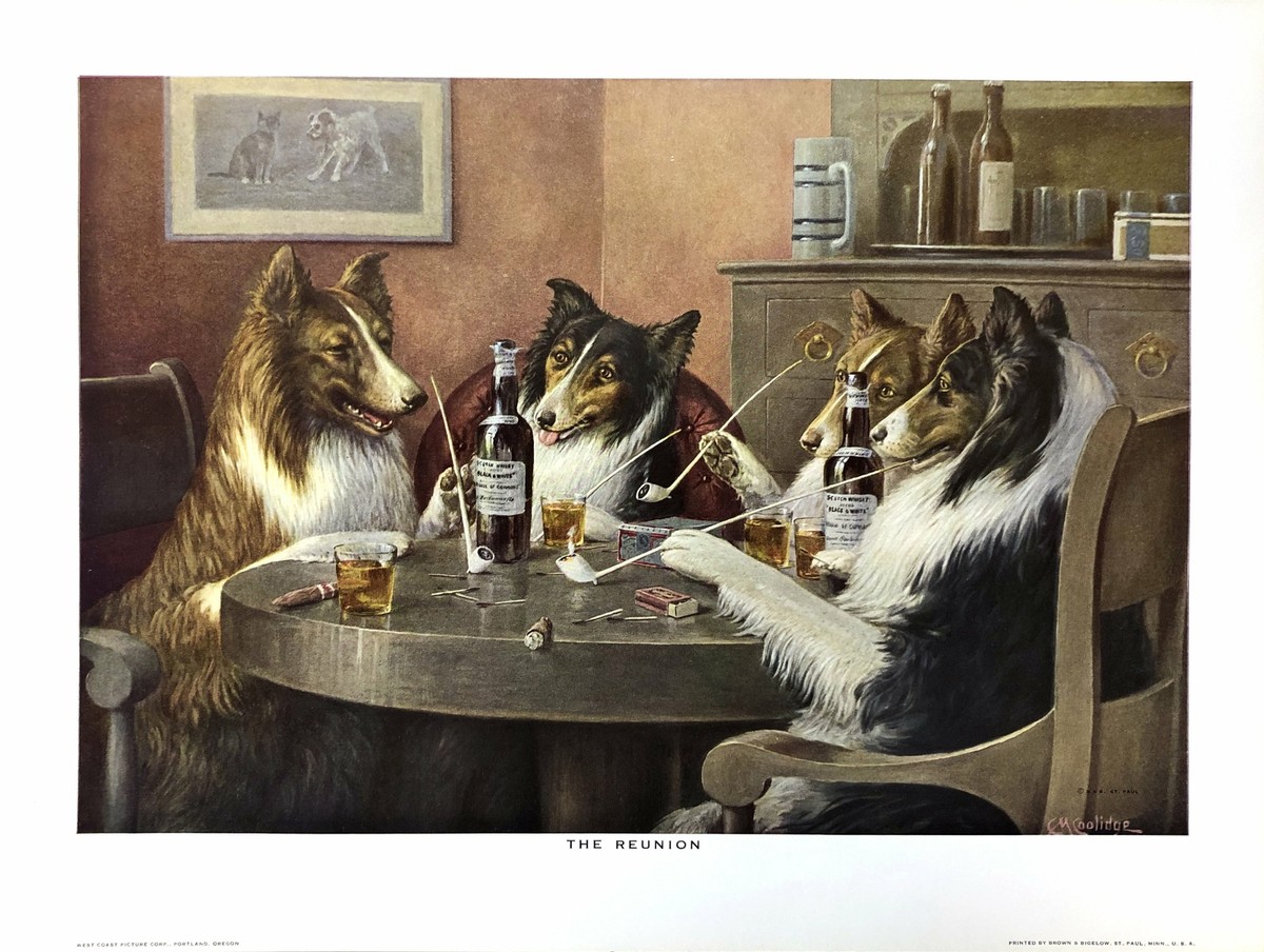 Cassius Marcellus Coolidge Schilderijen Dogs Playing Poker Series By