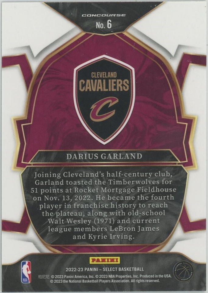 2022-23 Panini Select Darius Garland Blue Parallel Cleveland Cavaliers ...