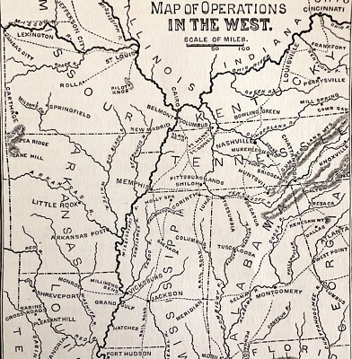 Map War Secession West Operations 1871 Victorian Woodcut Print History ...