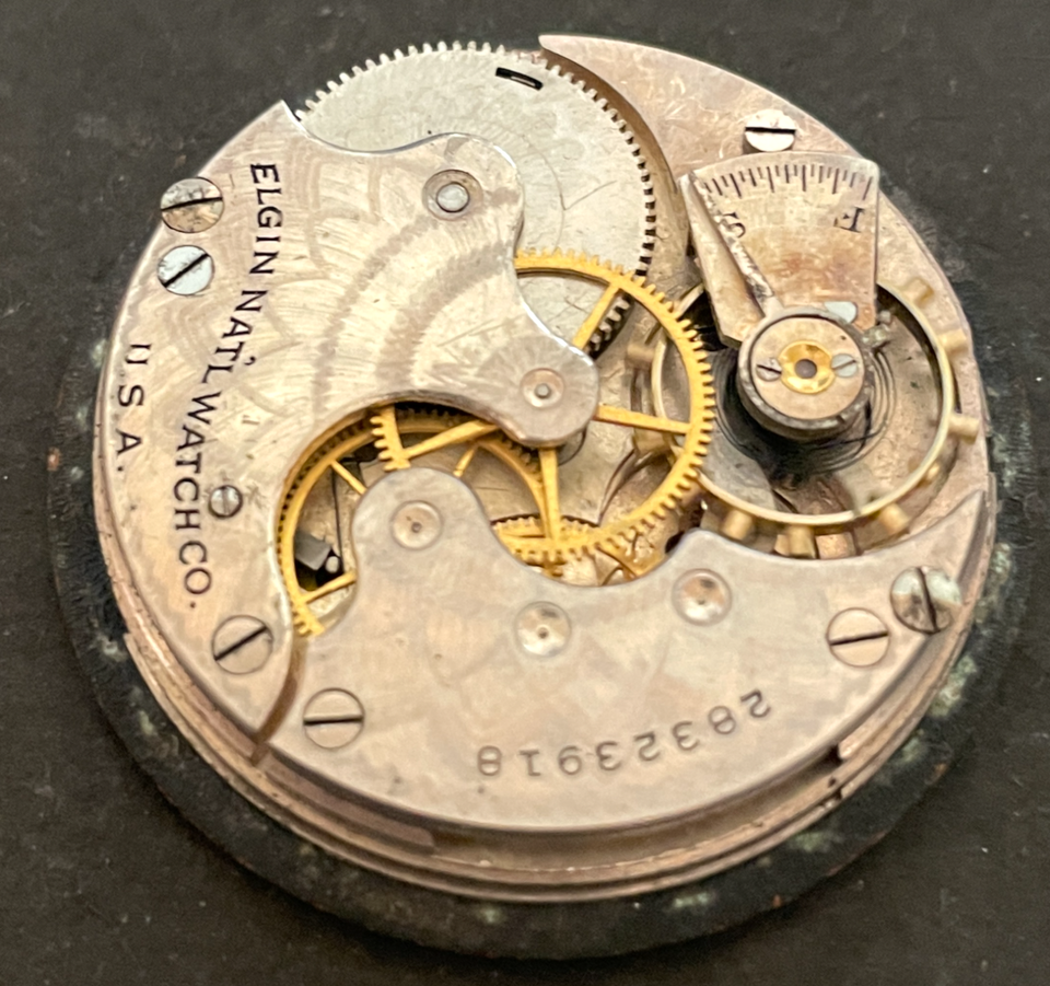 Antique 1925 Elgin Grade 286 Pocket Watch Movement Fancy Dial Running ...