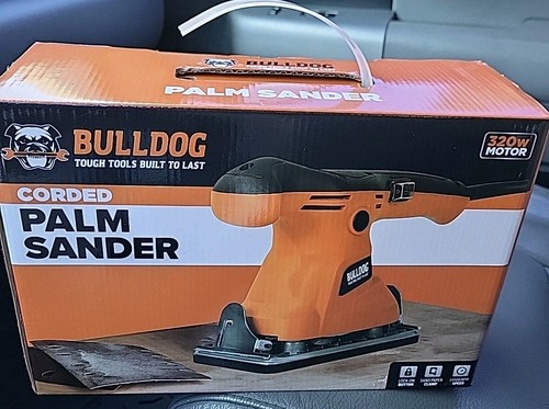 Bulldog Electric Palm Sander Corded 14500 RPMs Lock Button 320W Motor ...