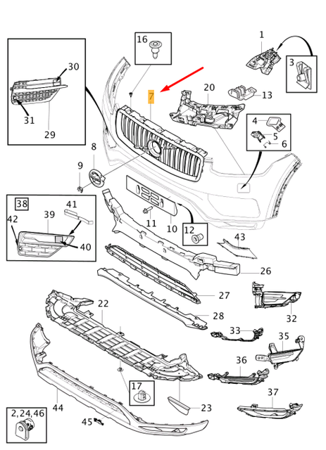 VOLVO XC90 MK2 FRONT RADIATOR GRILLE 32365366 GENUINE for sale online ...